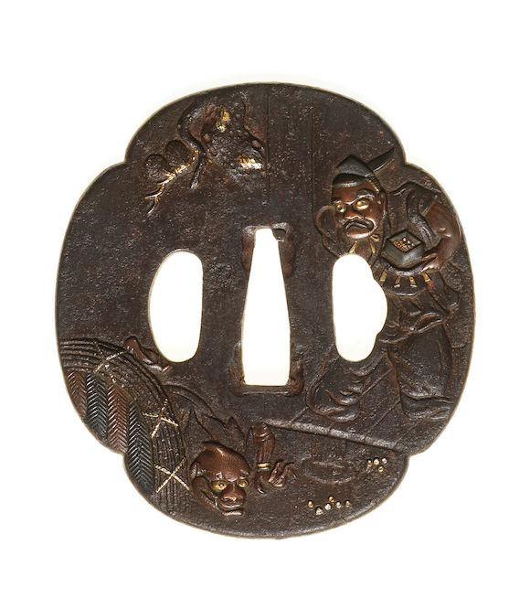 Bonhams : Six various iron tsuba 17th to 19th century