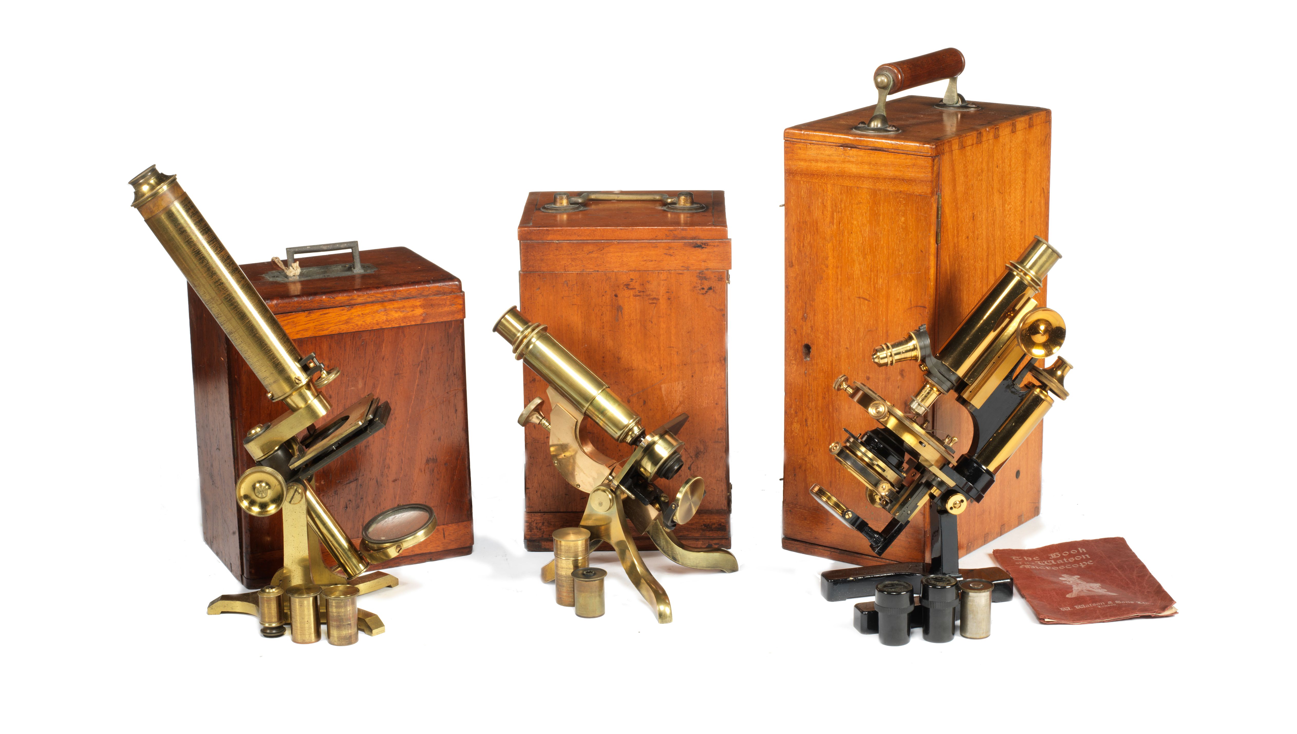 Bonhams : Three students' microscopes, early 20th century,