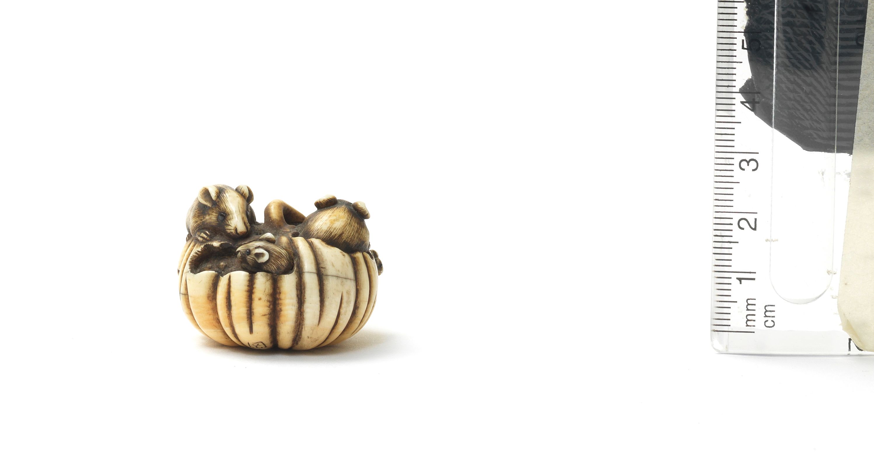 Bonhams : An ivory netsuke of a family of rats By Okatomo, Kyoto, early ...