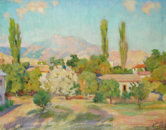Bonhams : Alexander Fedorovich Gaush (Russian, 1873-1947) Crimean landscape