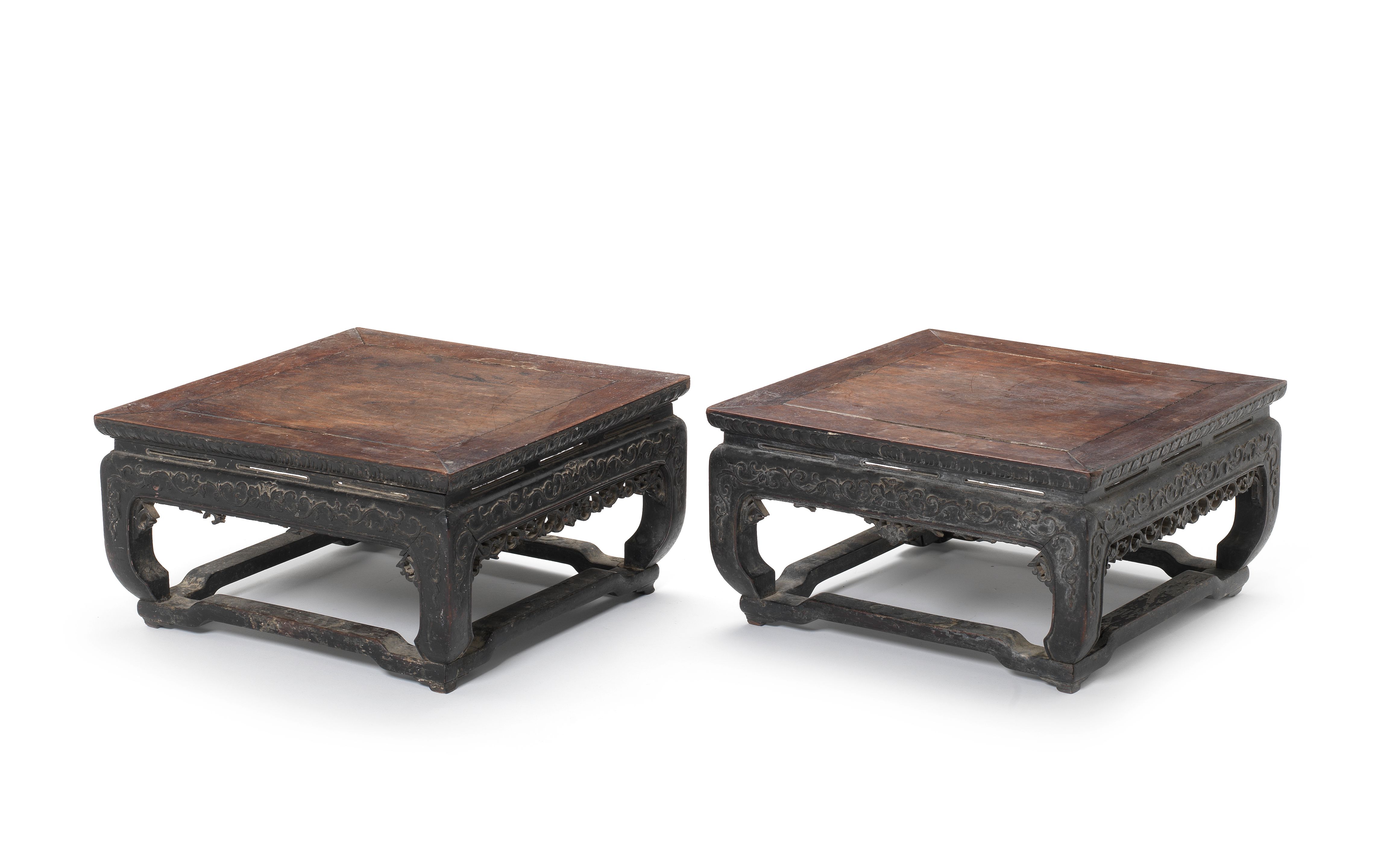 Bonhams : A pair of hardwood square low stands 19th century