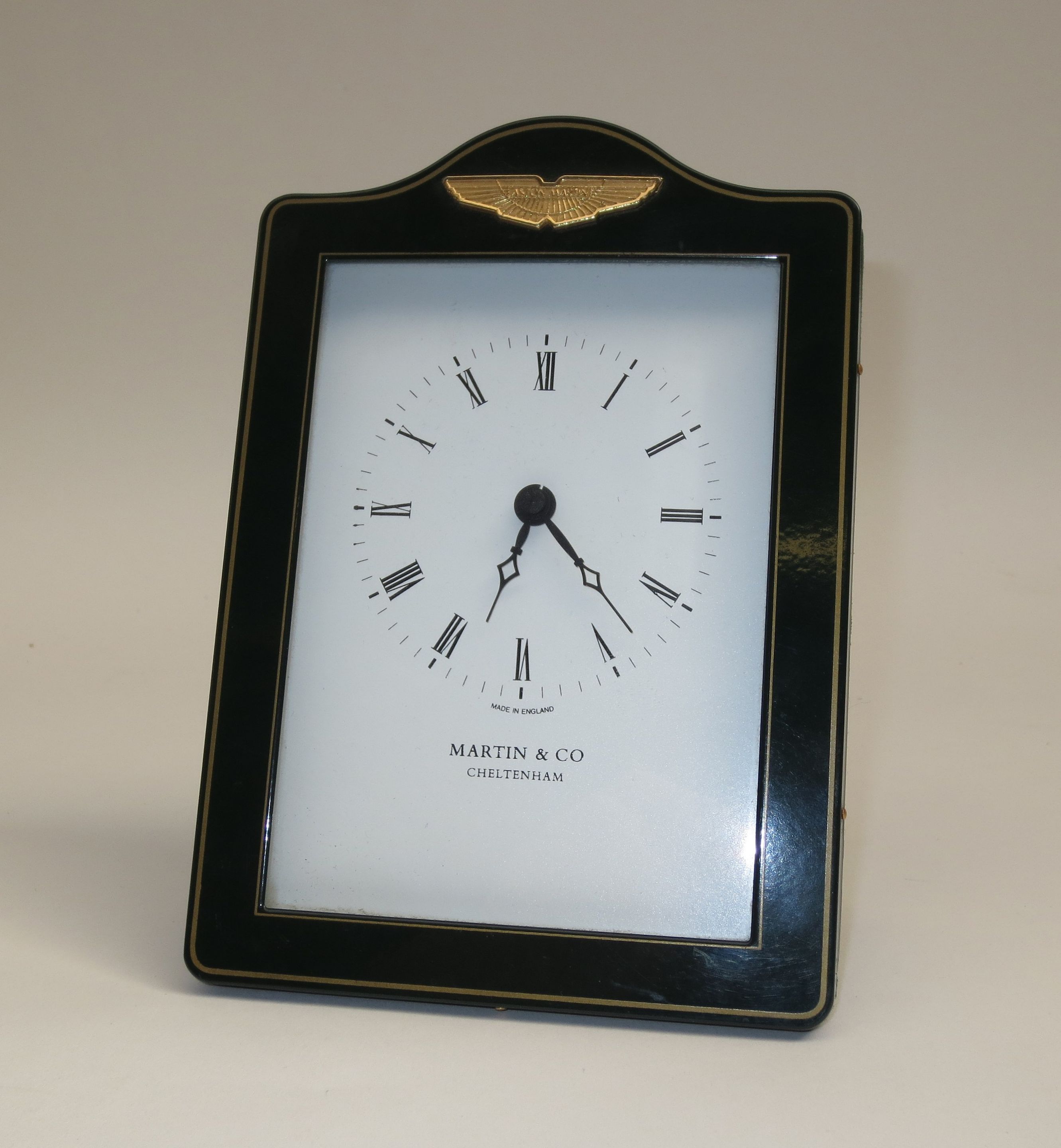 Bonhams Cars : An Aston Martin desktop clock by Martin & Co of Cheltenham,
