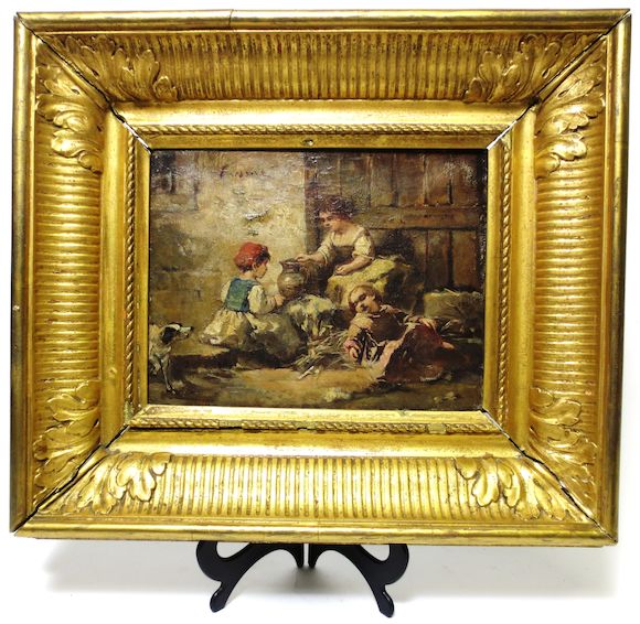 Bonhams : An oil on canvas painting by Emile Lessore Mid 19th century