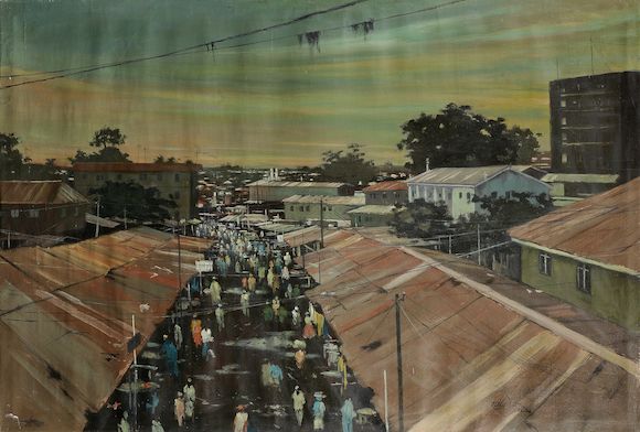 Bonhams : Abiodun Olaku (Nigerian, born 1958) 'Ibadan'