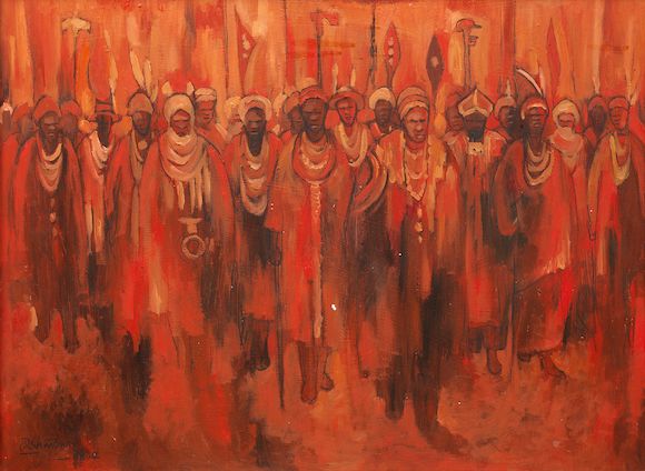 Bonhams : Kolade Oshinowo (Nigerian, born 1948) 'Awon Oba ati Ijoye ...