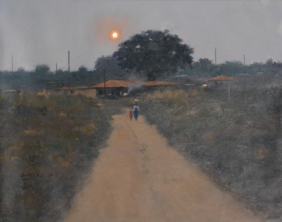 Bonhams : Abiodun Olaku (Nigerian, born 1958) 'Ancestral Paths'