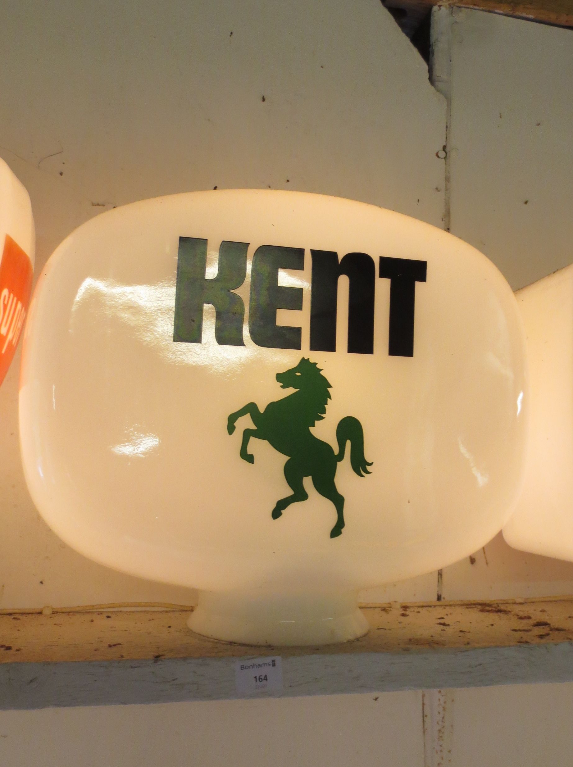 Bonhams Cars : A rare Kent glass petrol pump globe,