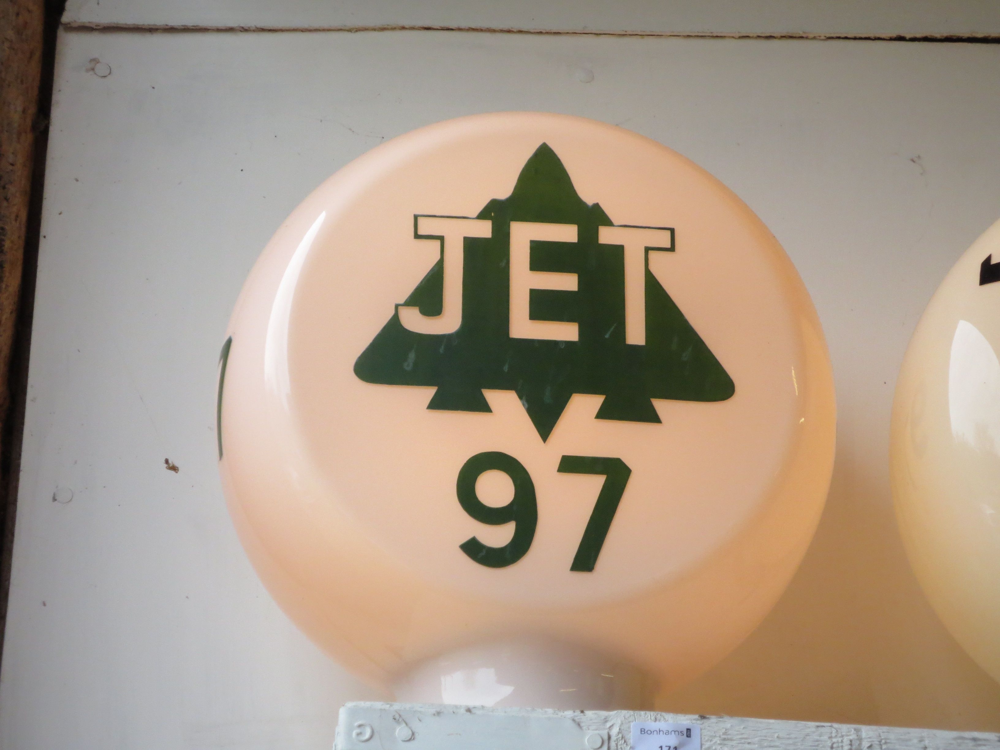 Bonhams Cars : A Jet 97 glass petrol pump globe,