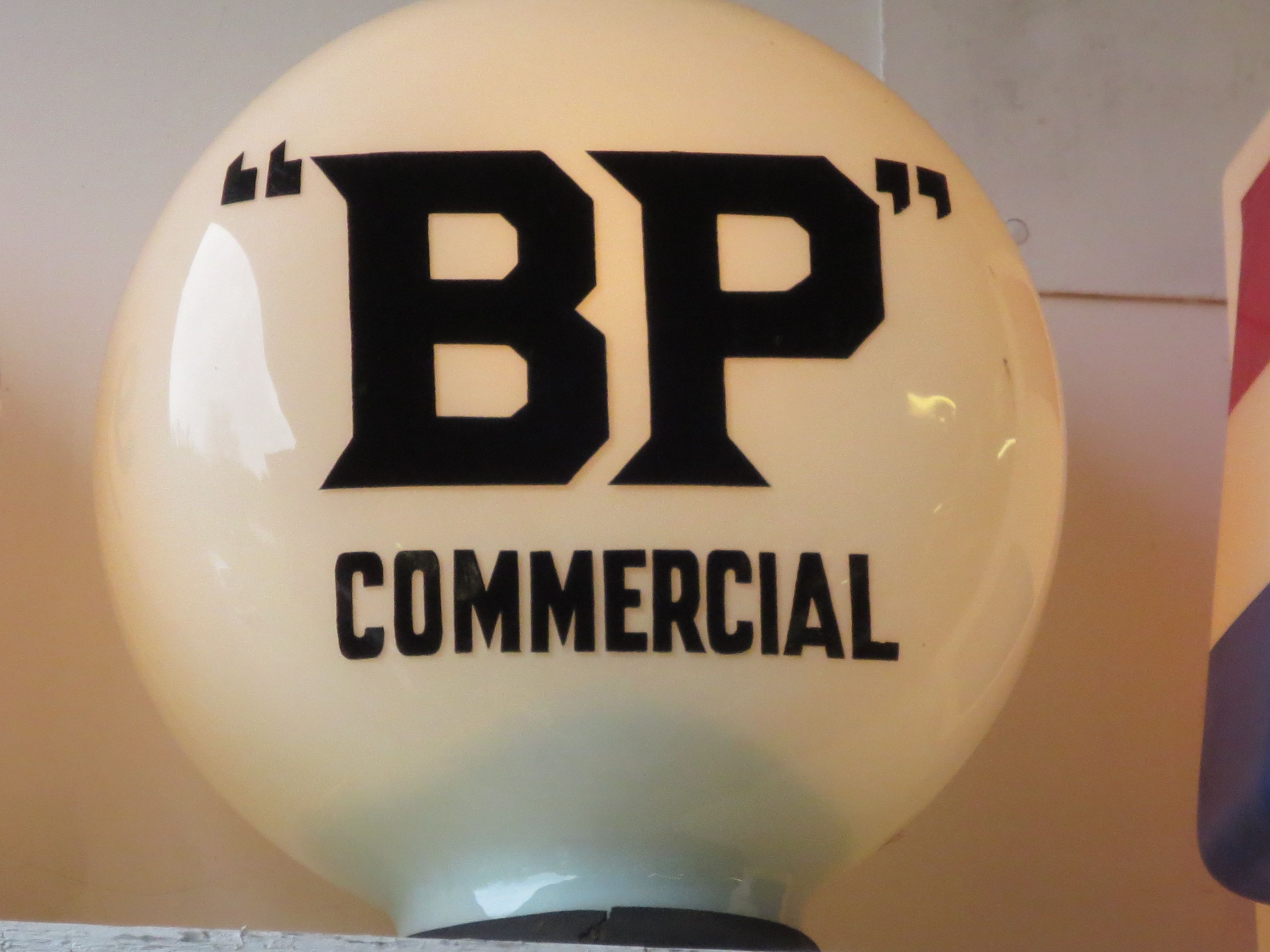 Bonhams Cars : A BP Commercial glass petrol pump globe,