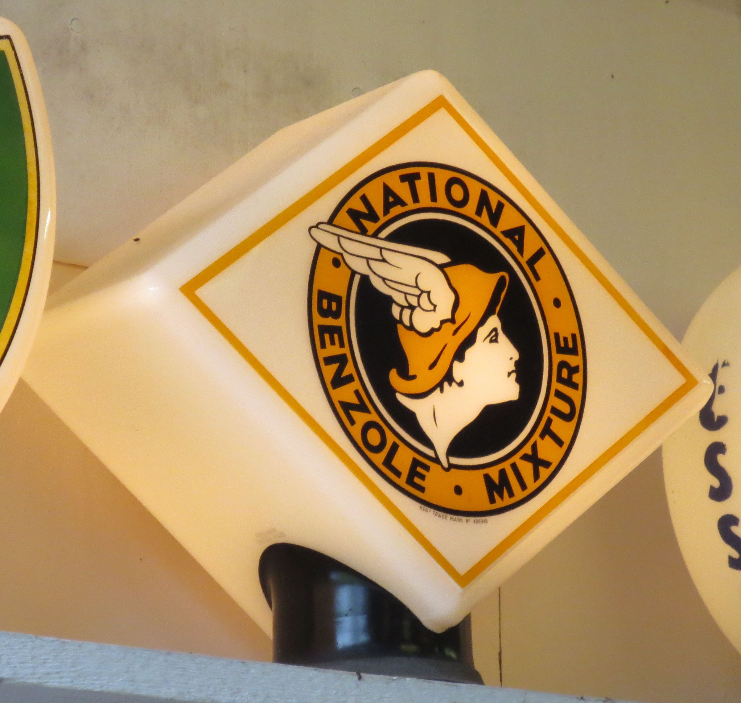 Bonhams Cars : A National Benzole Mixture glass petrol pump globe,