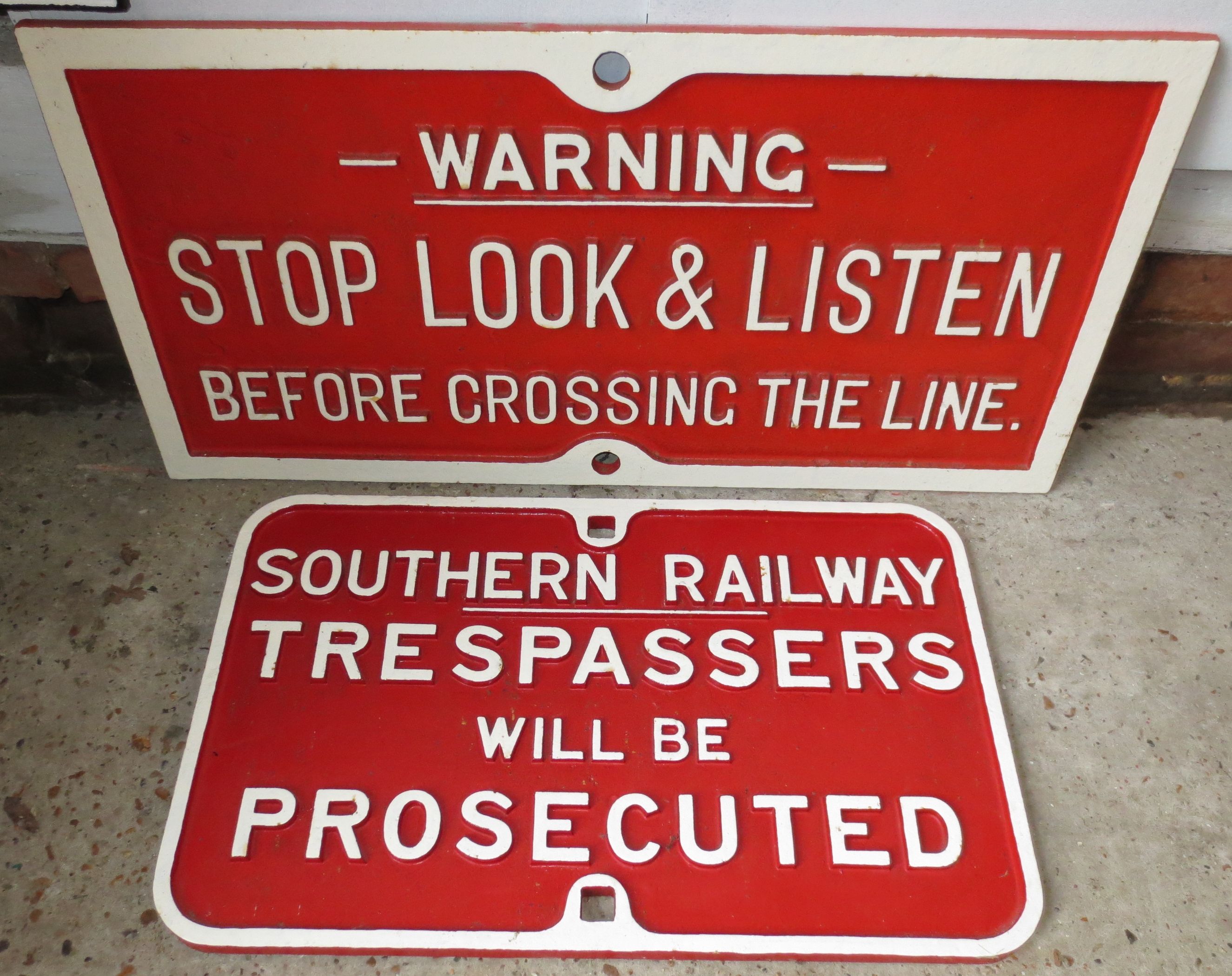 Bonhams Cars : Two cast iron Railway signs,