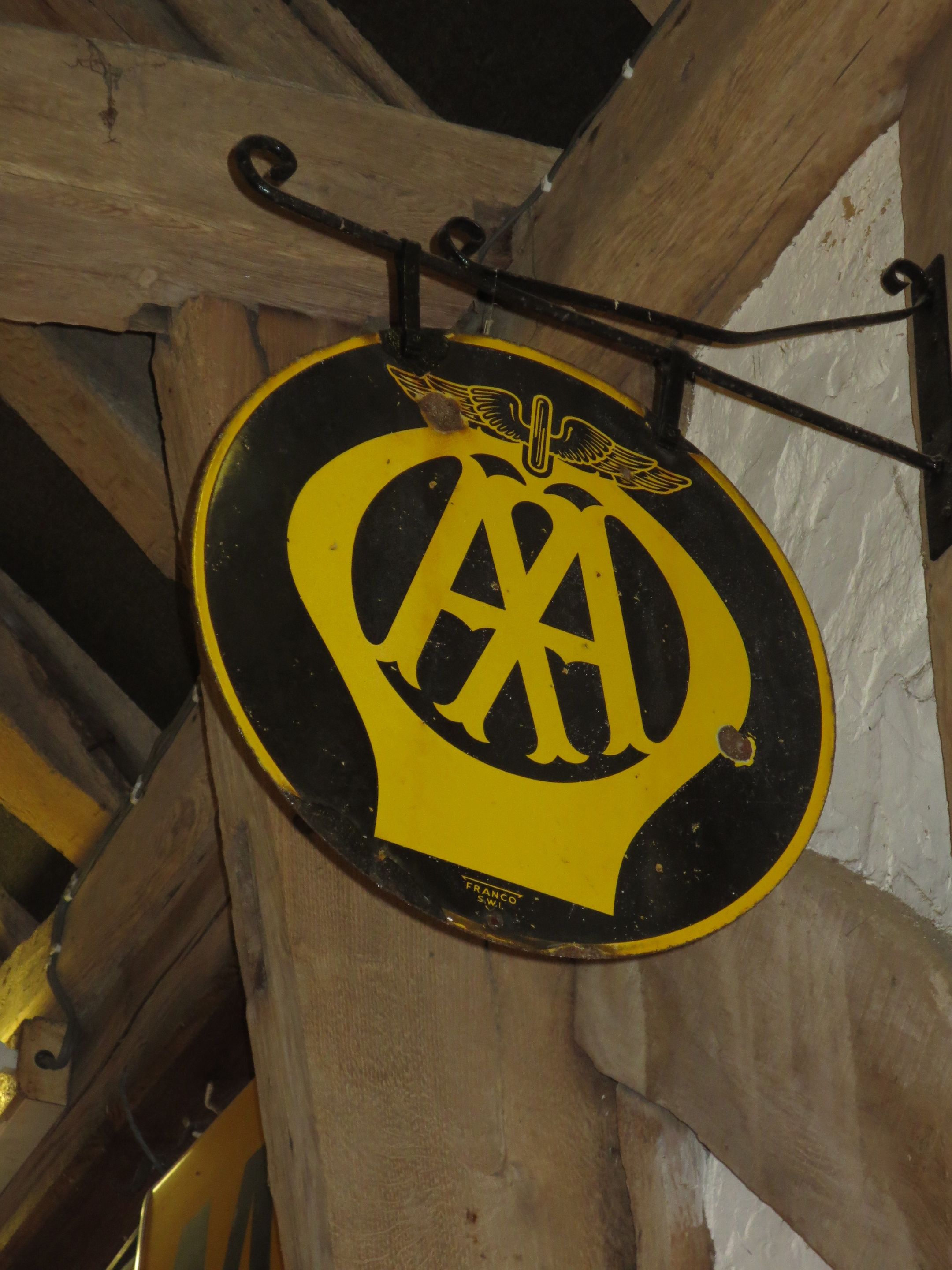 Bonhams Cars : An AA enamel hanging sign by Franco,