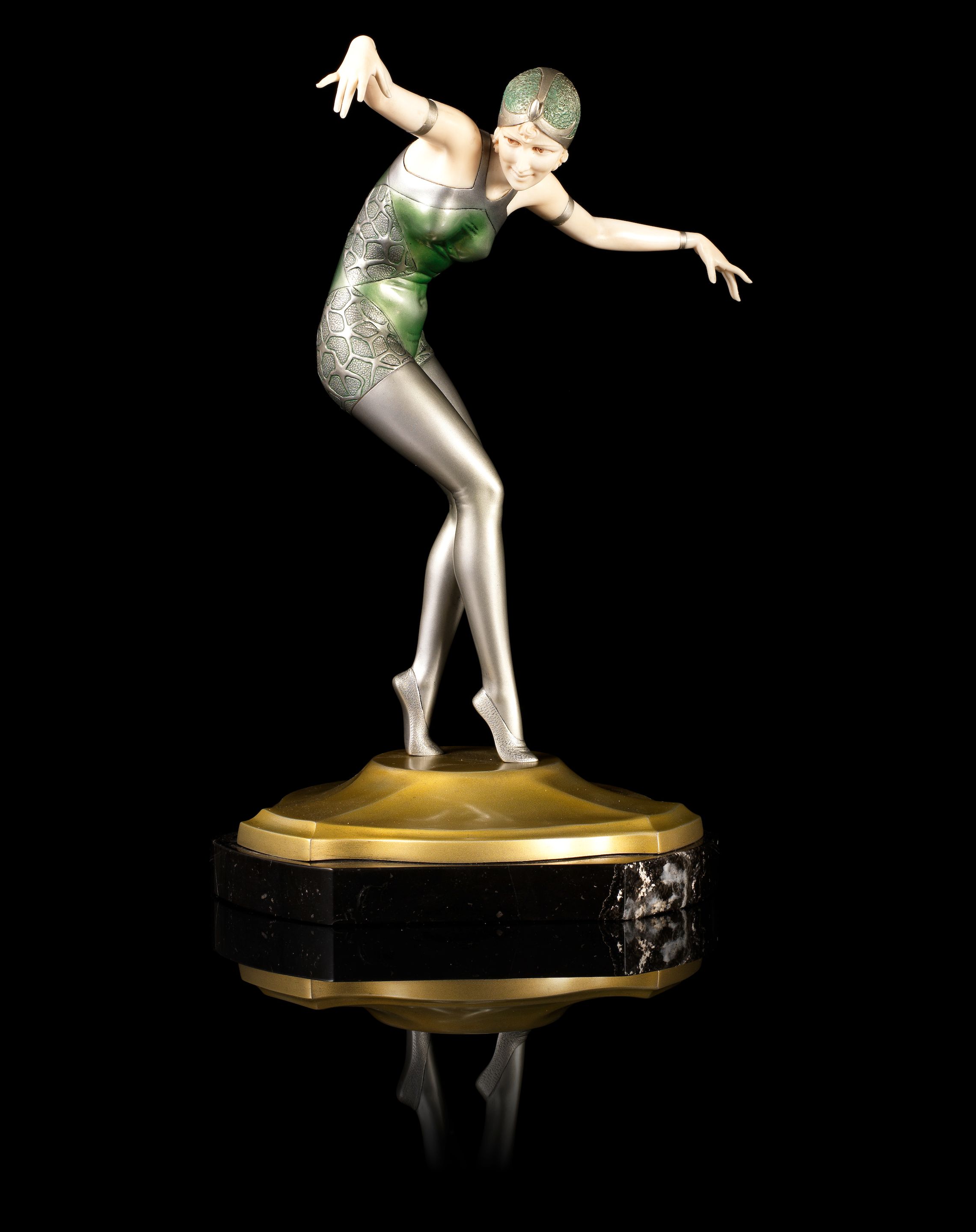 Bonhams : Ferdinand Preiss 'Cabaret Girl' an Art Deco Silvered and Cold ...