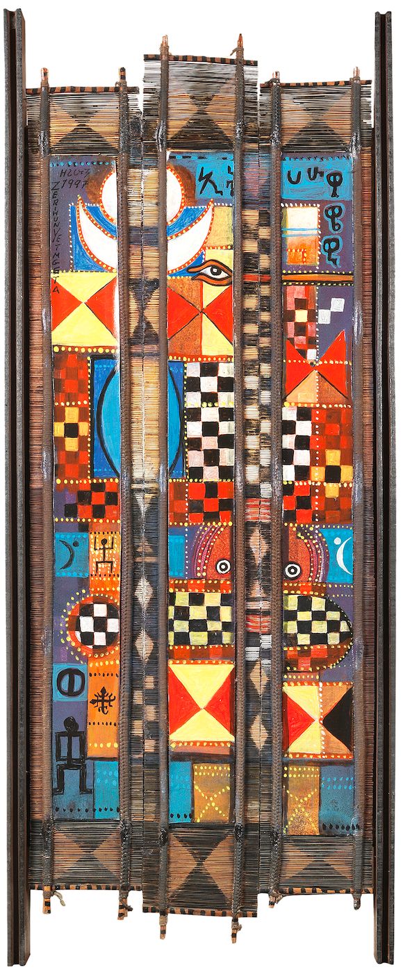 Bonhams : Zerihun Yetmgeta (Ethiopian, born 1941) 'You See' 105 x 41 x ...