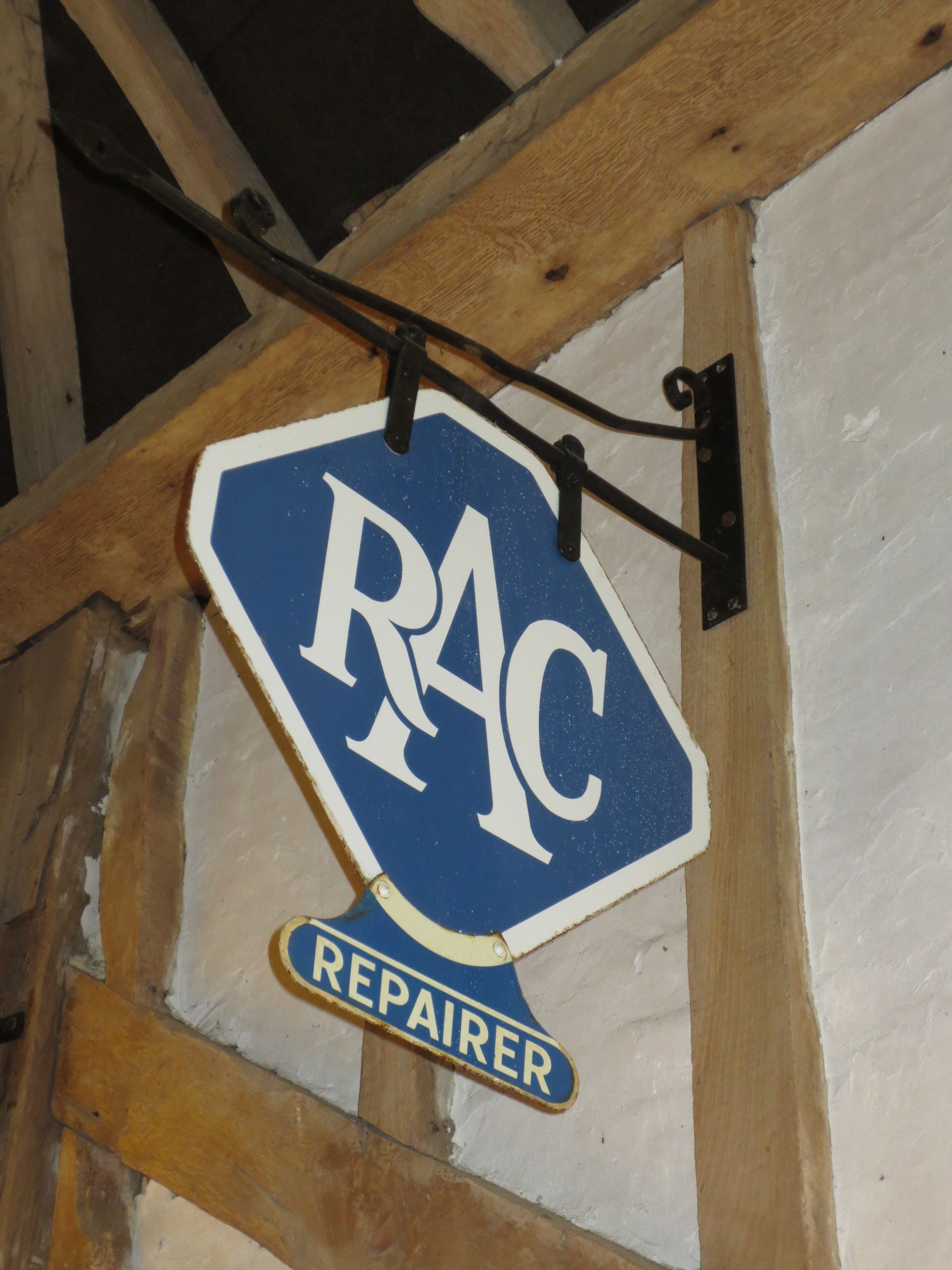 Bonhams Cars : An RAC Repairer enamel hanging sign,