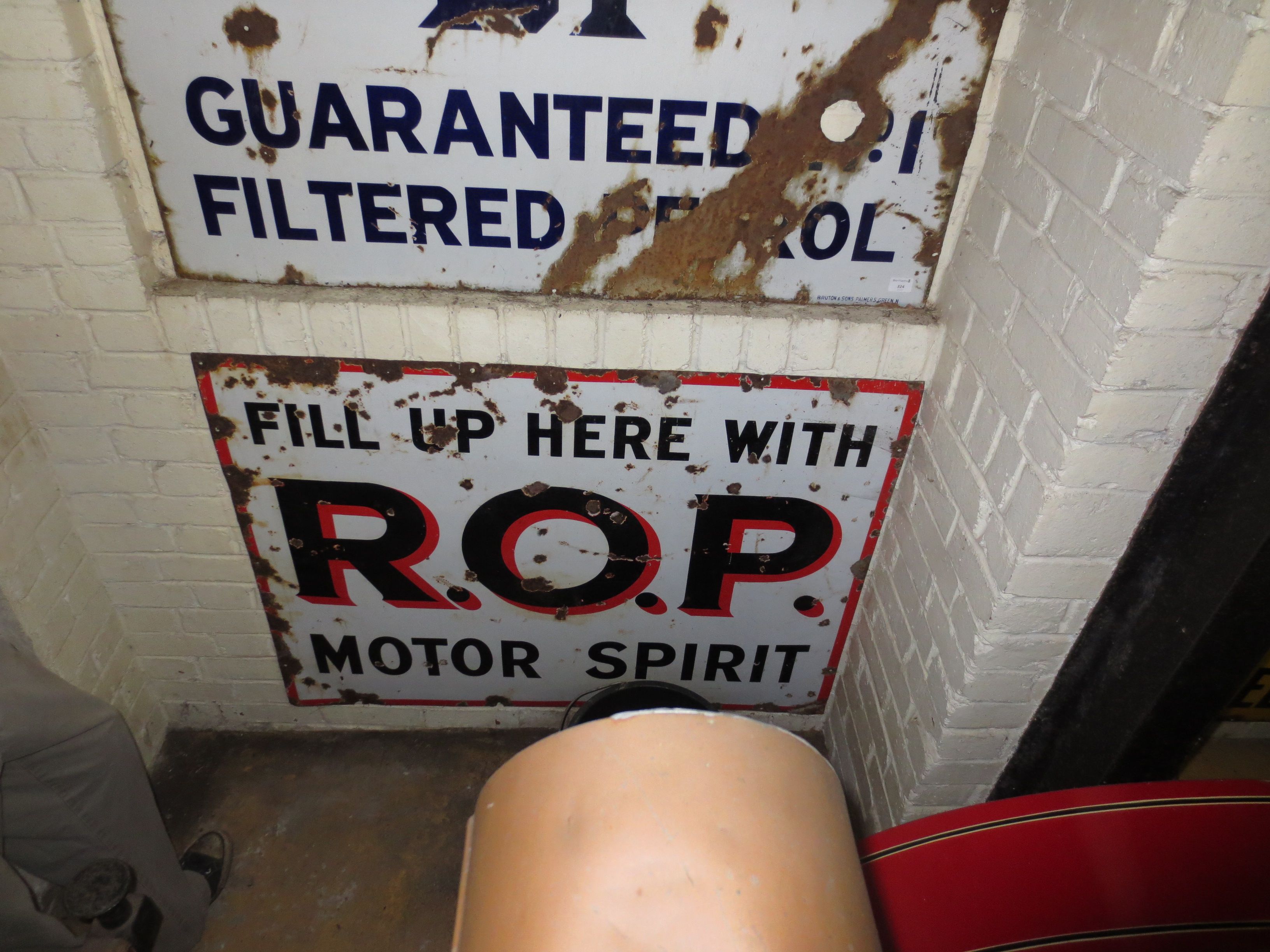 Bonhams Cars : An ROP Motor Spirit enamel sign,