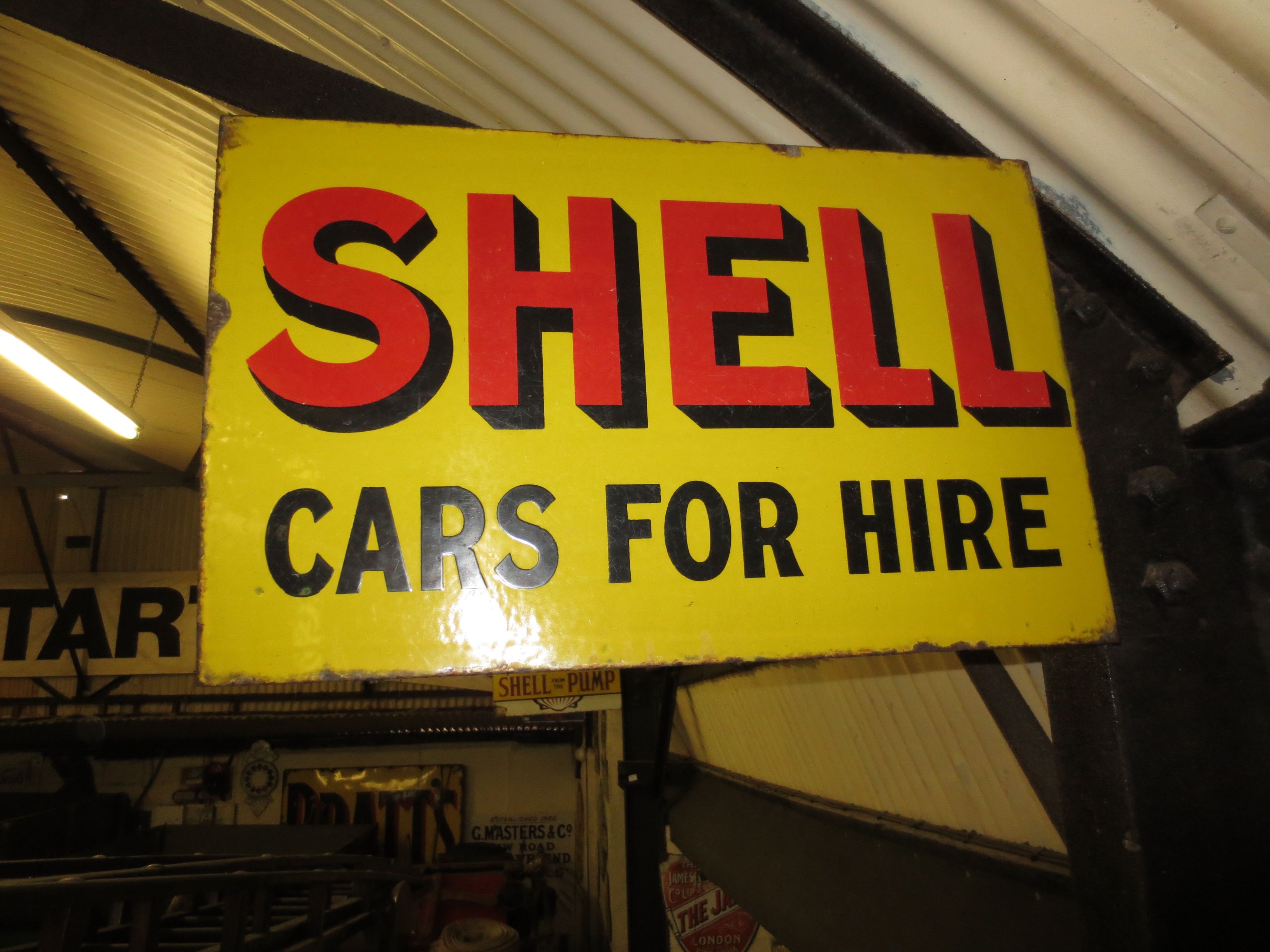 Bonhams Cars : A 'Shell Cars for Hire' enamel sign,