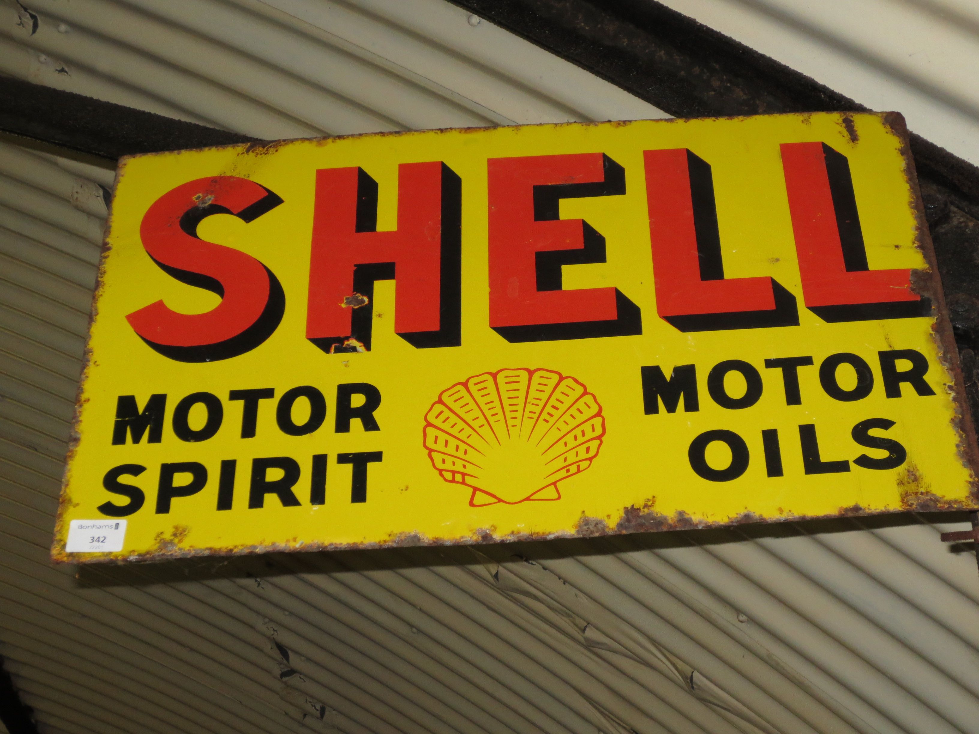 Bonhams Cars : A Shell 'Motor Spirit Motor Oils' enamel sign,