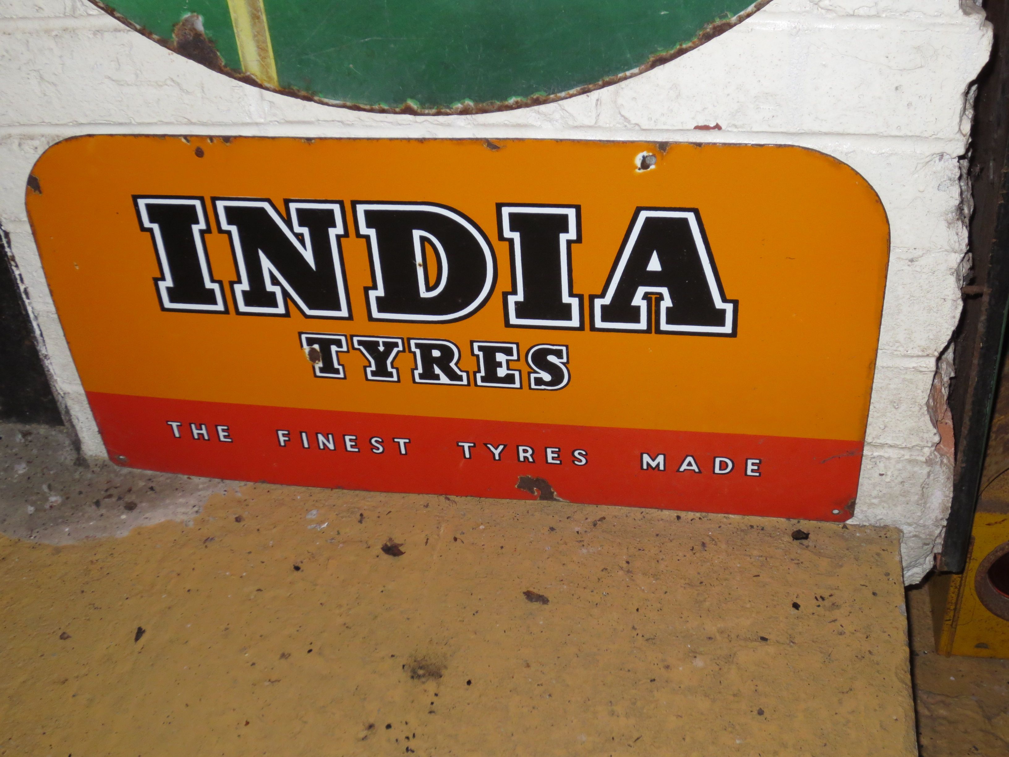 Bonhams Cars : An India Tyres enamel sign,