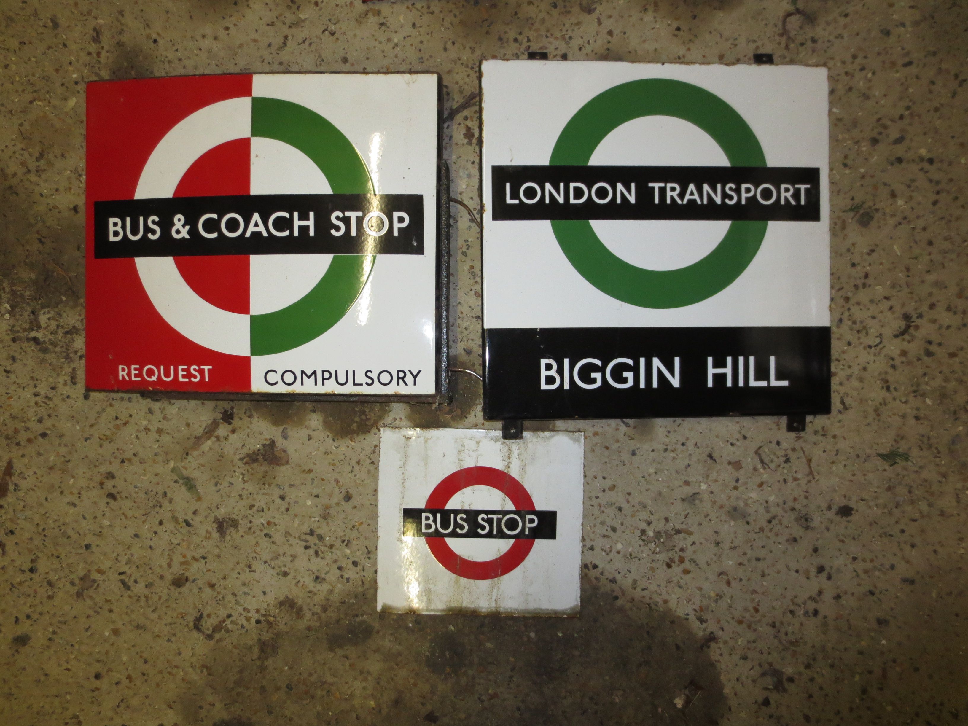 Bonhams Cars : Three enamel bus and coach signs,