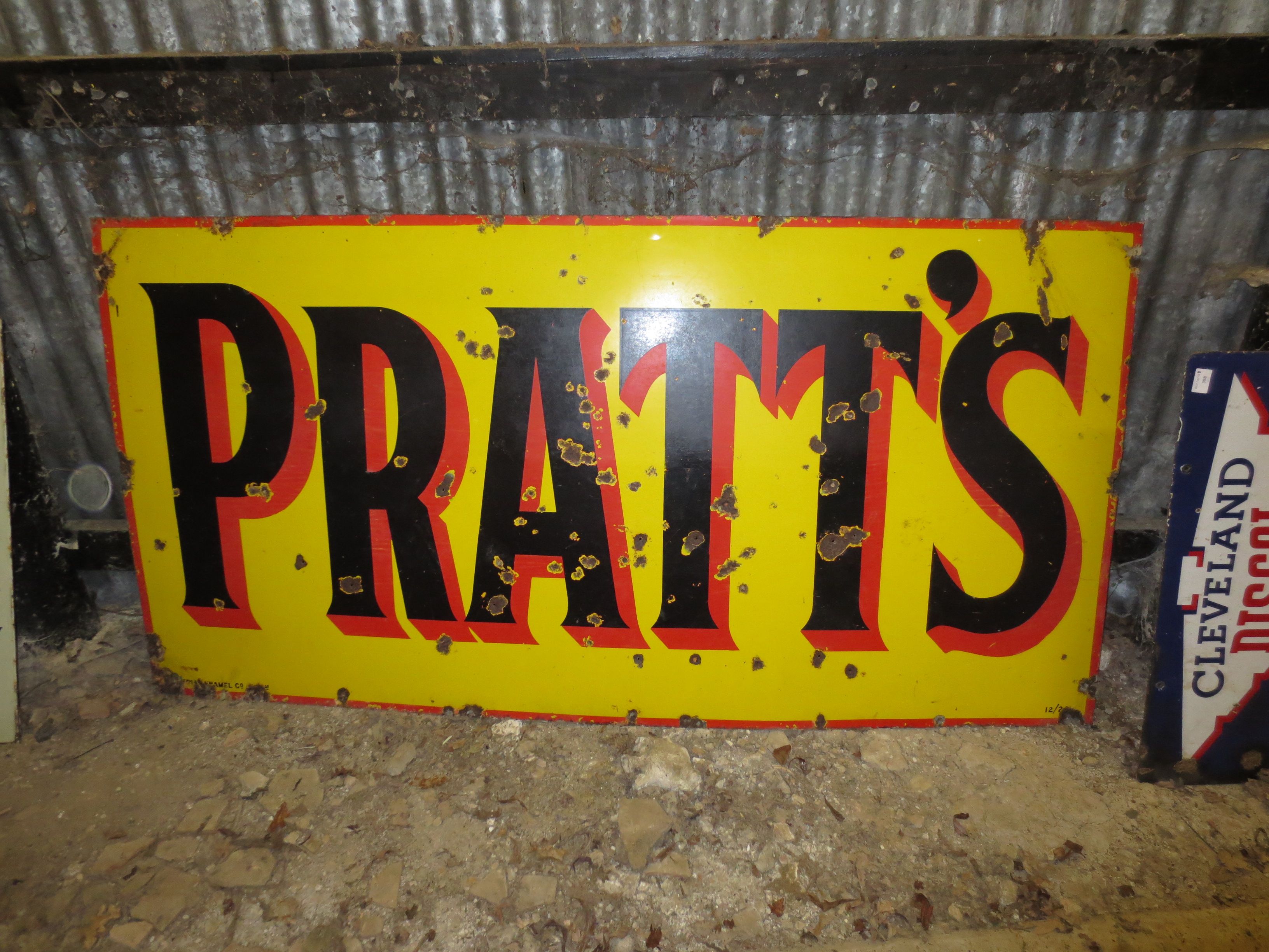 Bonhams Cars : A large Pratt's enamel sign,
