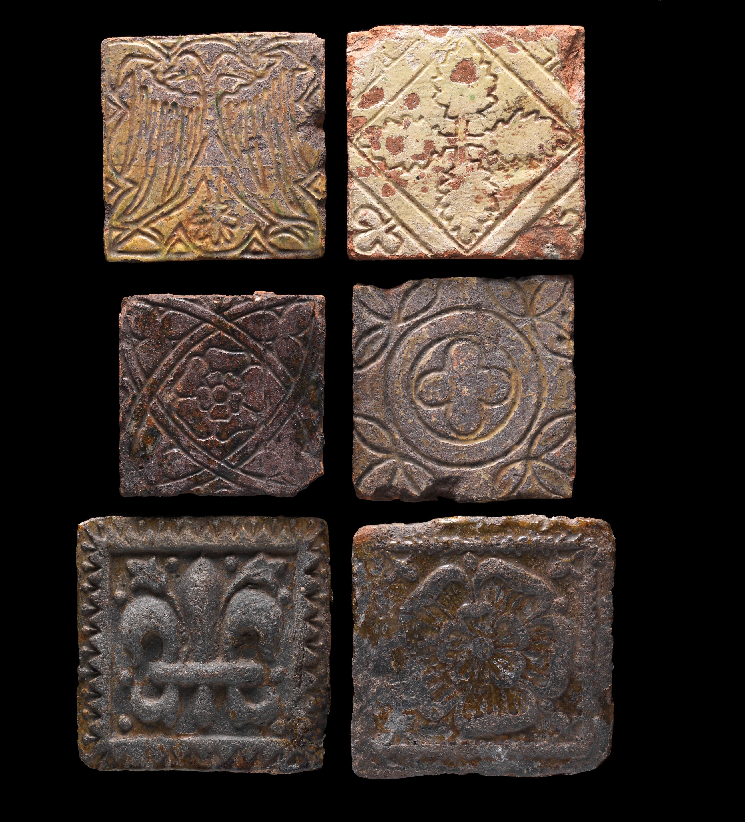 Bonhams : Four Cheshire Medieval impressed tiles and two West-country ...