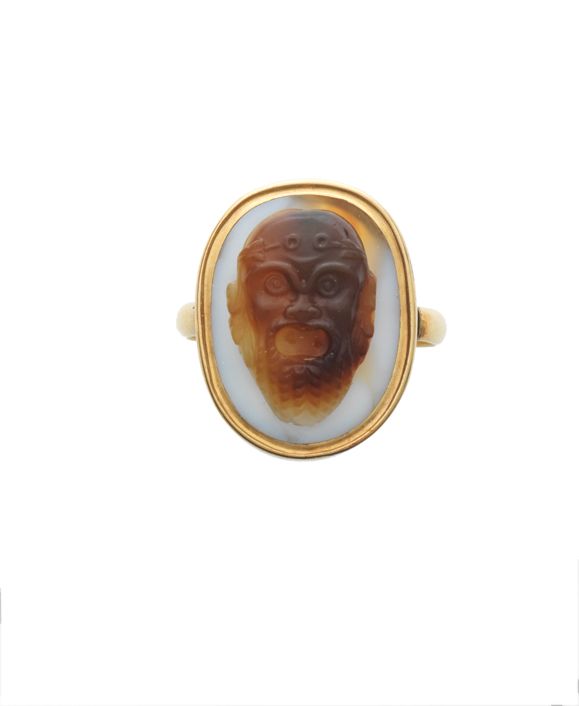 Bonhams : An 18th-19th century agate cameo of a Bacchic mask