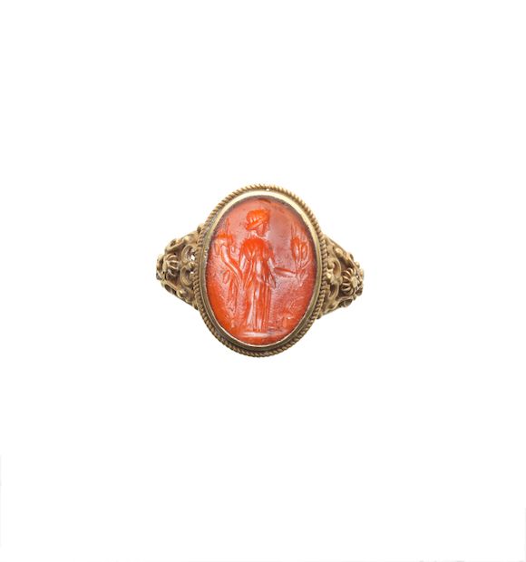 Bonhams : A cornelian intaglio of Ceres,