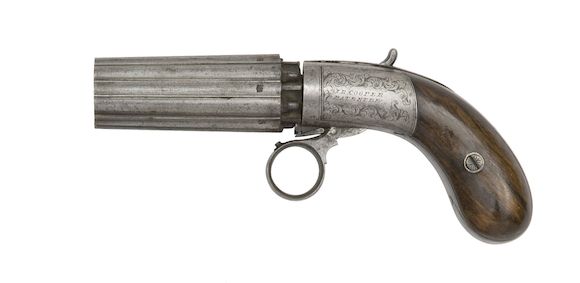 Bonhams : A J.R. Cooper Patent Under-hammer Six-Shot Percussion ...