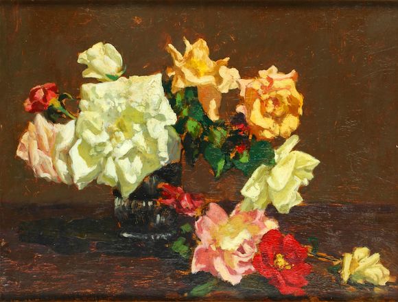 Bonhams : Edward Roworth (South African, 1880-1964) Still life of roses