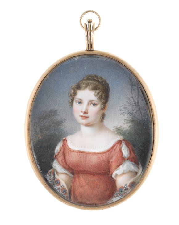Bonhams : Franziska Schöpfer (German, 1763-1836)A Lady, seated before a ...