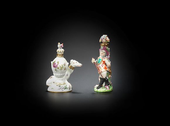 Bonhams : Two Chelsea scent bottles and stoppers, circa 1755-65