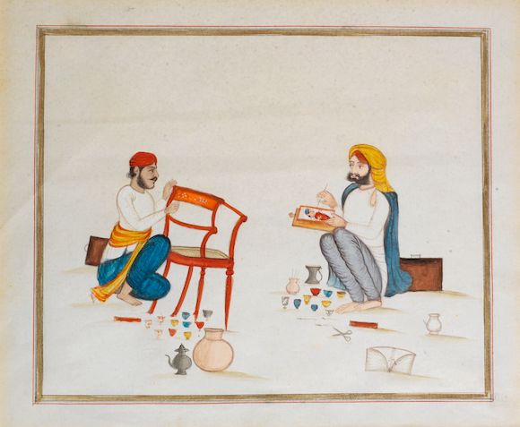 Bonhams : A chair-caner and a portrait-painter, by a Sikh artist Punjab ...