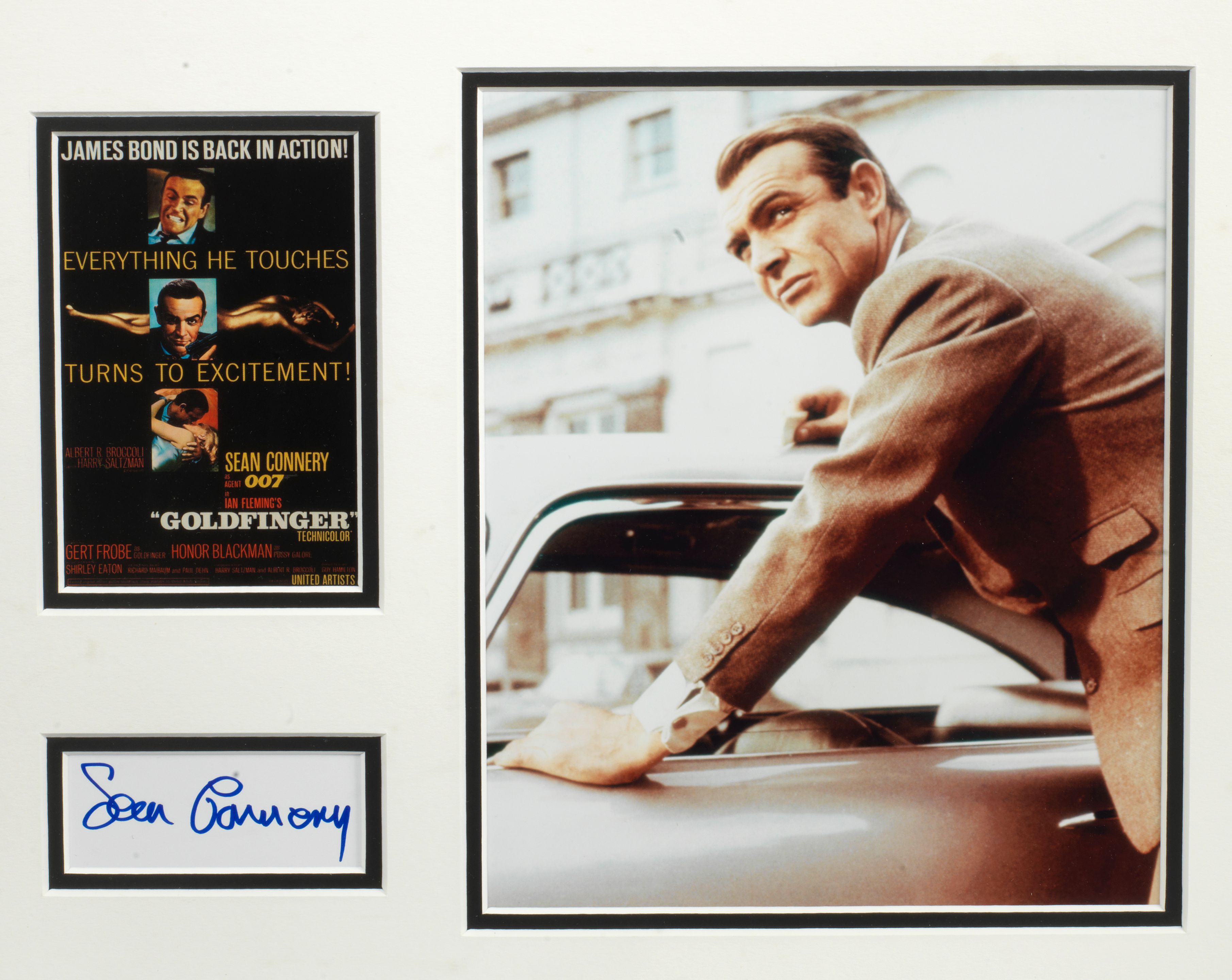 Bonhams Cars : A James Bond 'Goldfinger' framed photograph with signature,