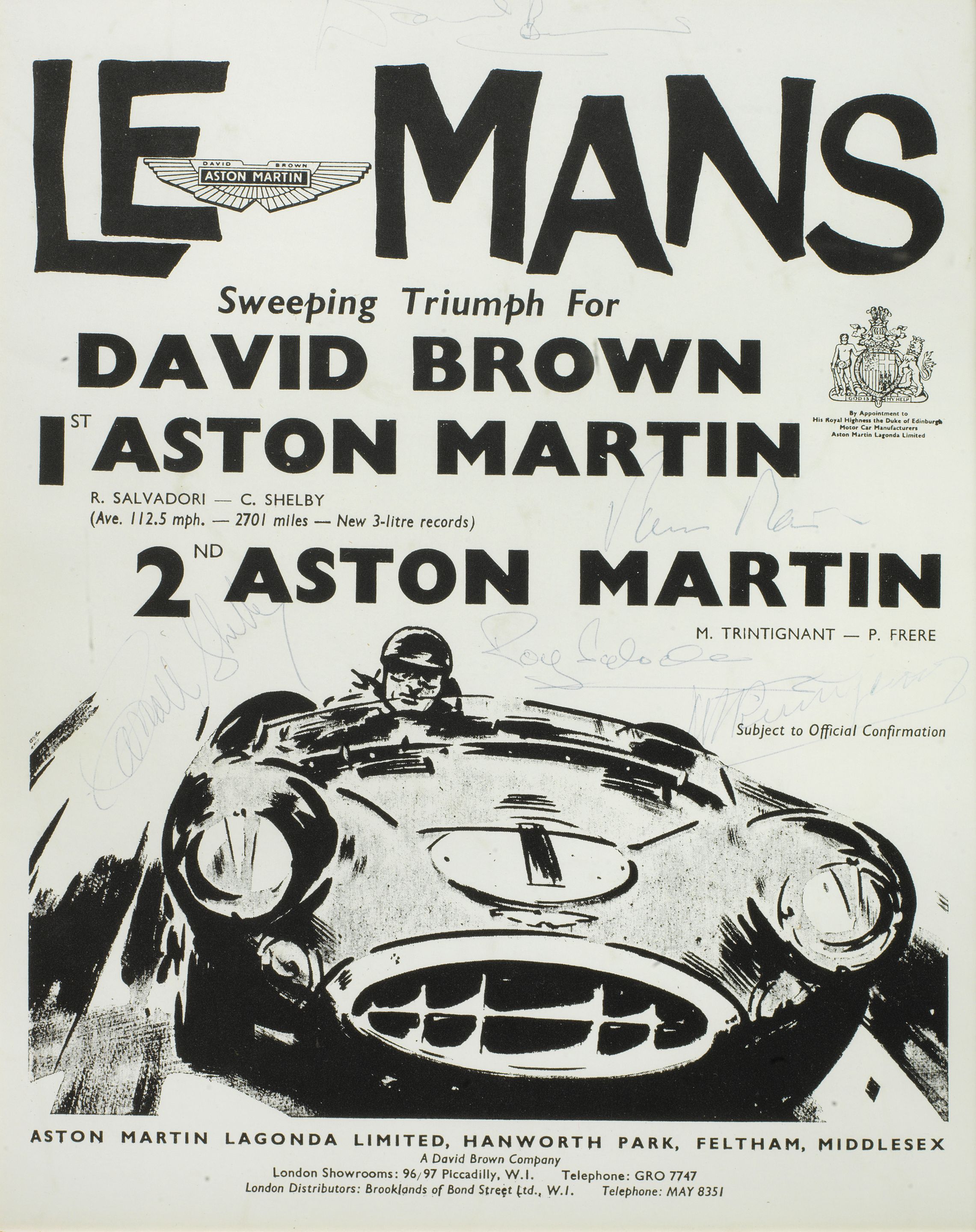 Bonhams Cars : A multiple signed Aston Martin Le Mans victory ...