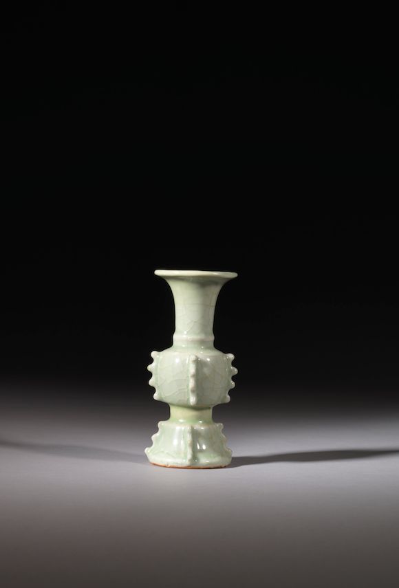 Bonhams : A Guan-type archaistic vase, gu Chenghua six-character mark ...