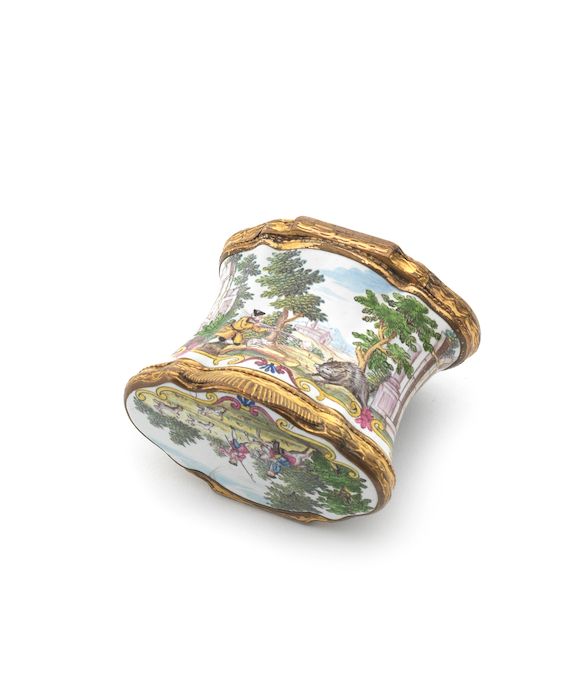 Bonhams : A German gilt-copper-mounted double enamel snuff box, mid ...