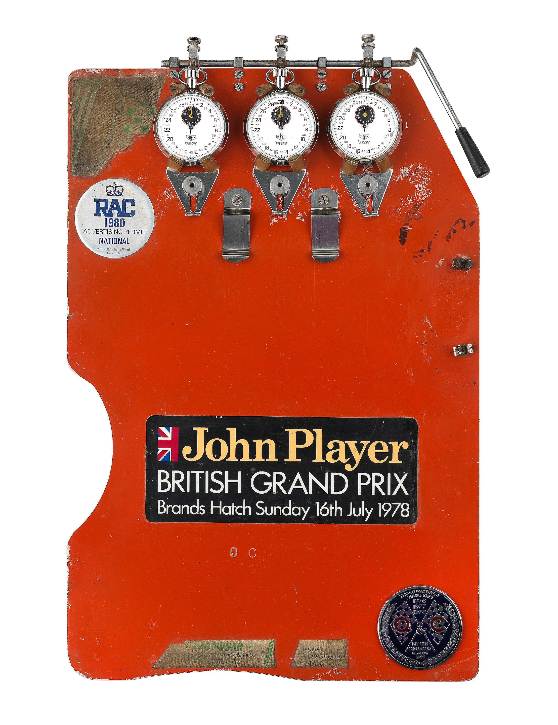 Bonhams : An unusual timing board with three single button Heuer ...