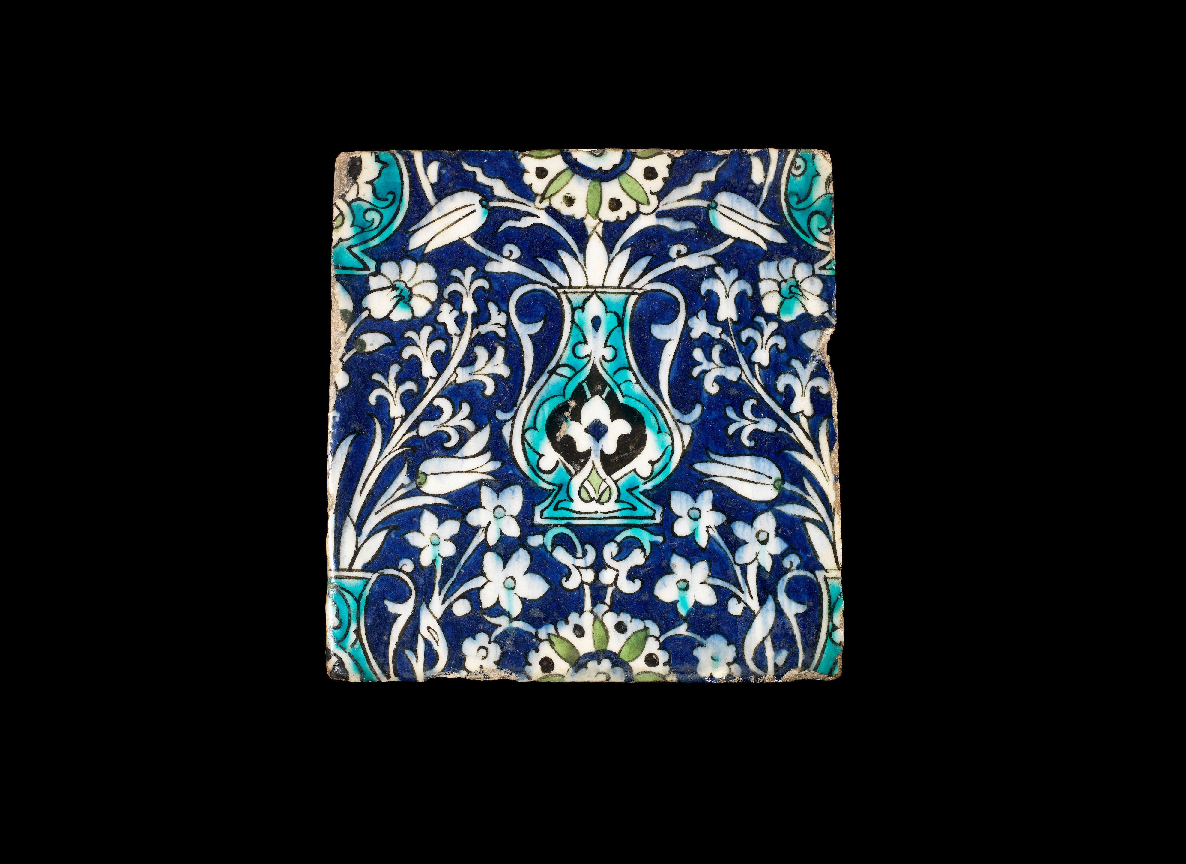 Bonhams : A Damascus underglaze painted pottery Tile Syria, 16th/ 17th ...