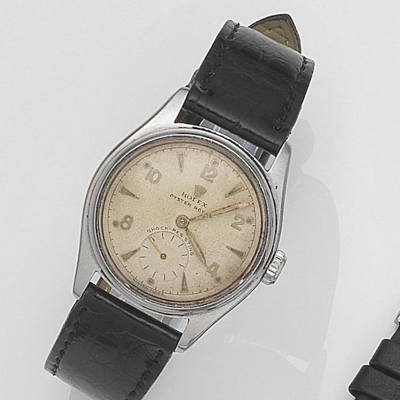 Bonhams : Rolex. A stainless steel manual wind wristwatch Oyster Royal, Ref:6044, Serial No.740 ...