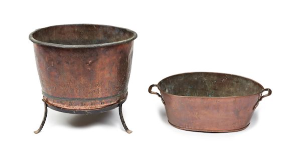 Bonhams : A 19th century copper laundry vat or log bin, on stand