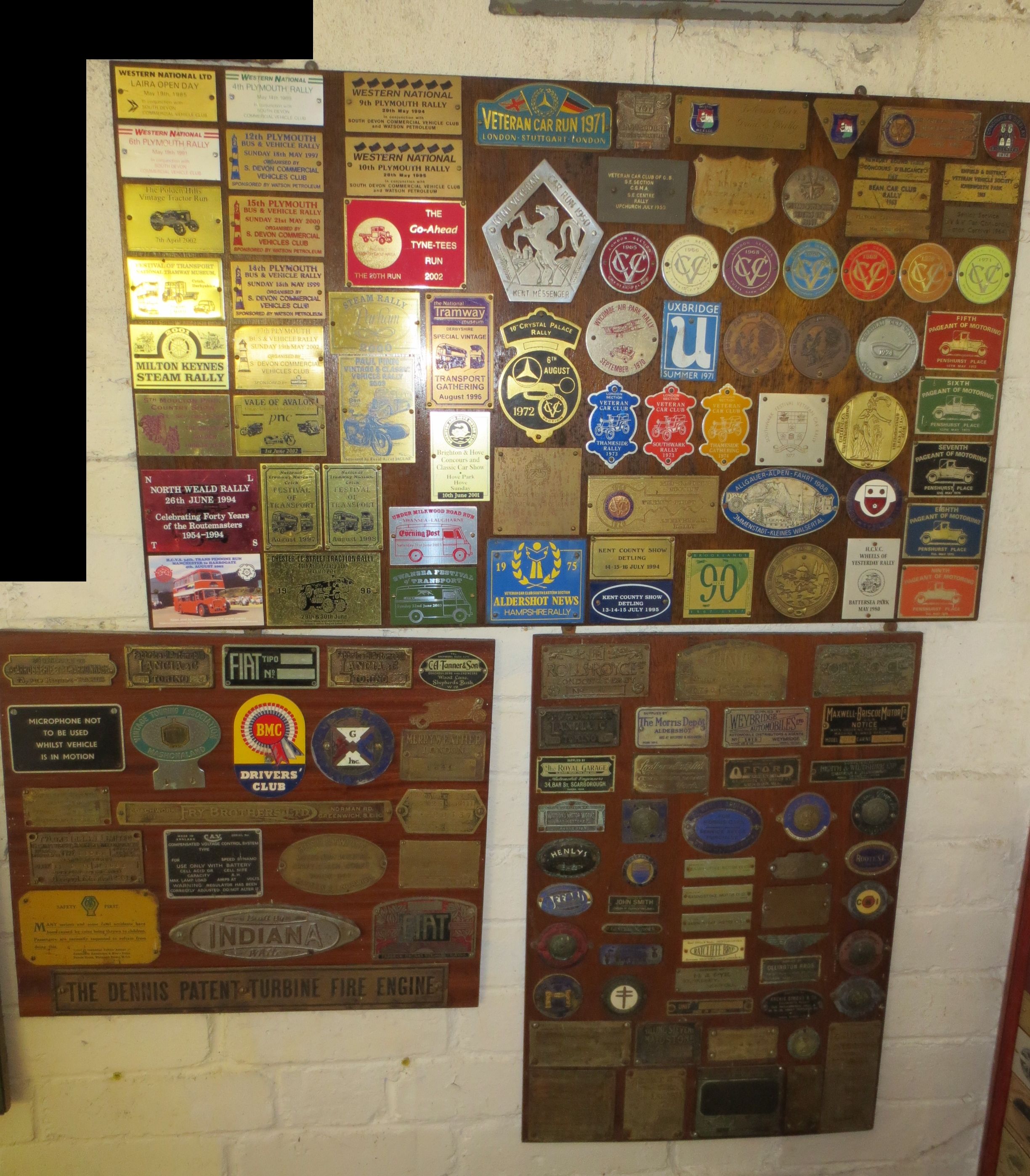 Bonhams Cars : Three display boards of vehicle rally plates, chassis ...