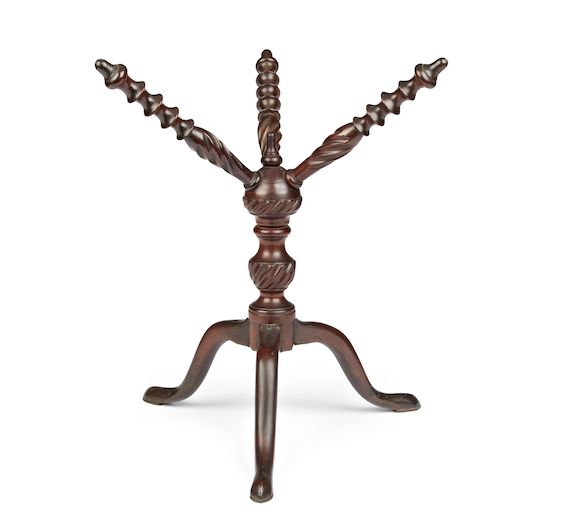 Bonhams : A late 18th century turned mahogany 'cat' or trivet, English