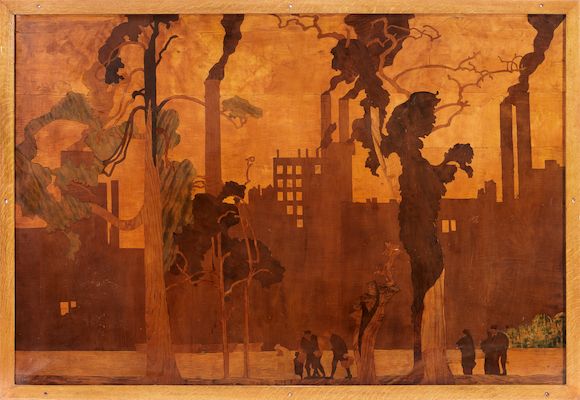 Bonhams : A. J. Rowley A Large Marquetry Panel, circa 1920