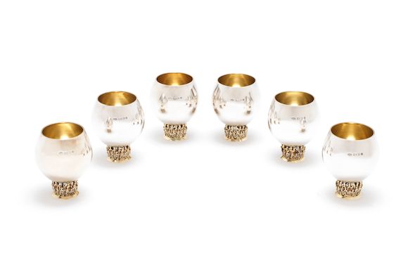 Bonhams : STUART DEVLIN: A set of six silver and silver-gilt small ...