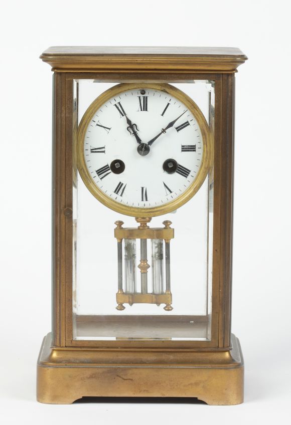 Bonhams : A 19th century French four glass mantle clock, mercury ...
