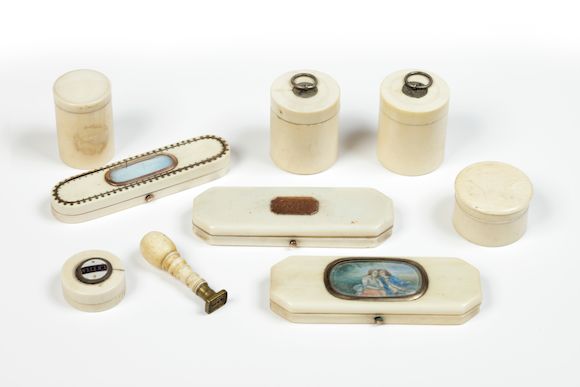 Bonhams : Three English ivory toothpick boxes19th Century
