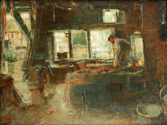 Bonhams : John Henry Inskip (British, 1864-1947) 'The Village Smithy'