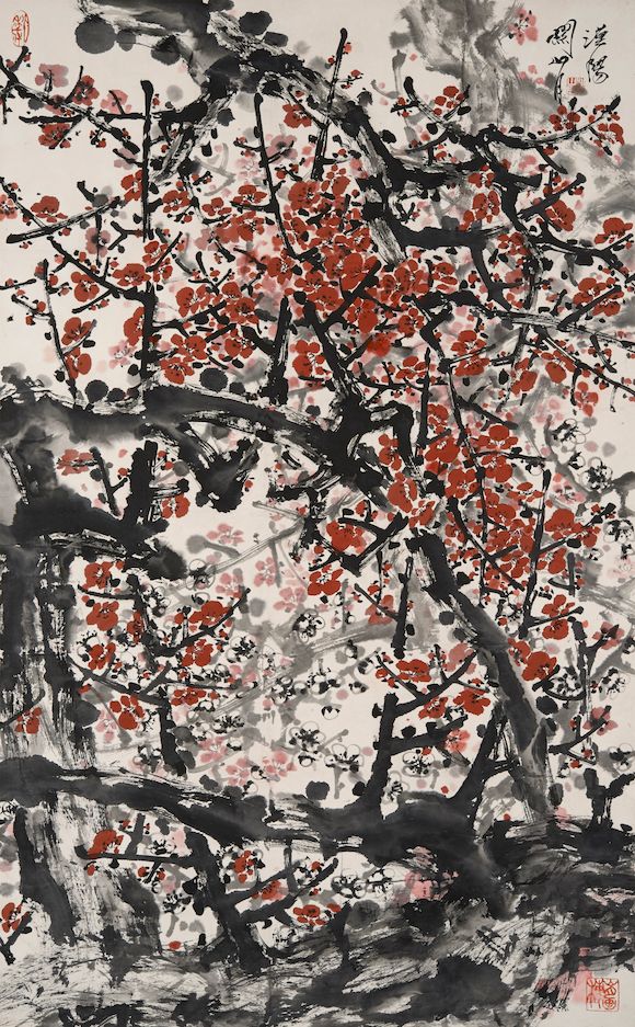 Bonhams : Guan Shanyue (1912-2000) Plum Blossoms