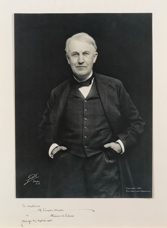 Bonhams : EDISON (THOMAS) Three-quarter length studio portrait ...